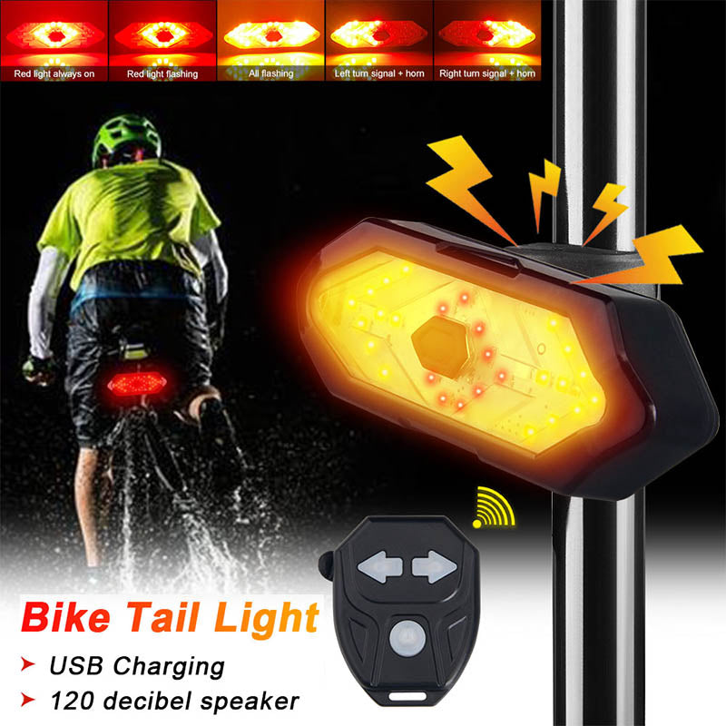 Waterproof Night Riding LED Mountain Bike Remote Control Steering Tail ...